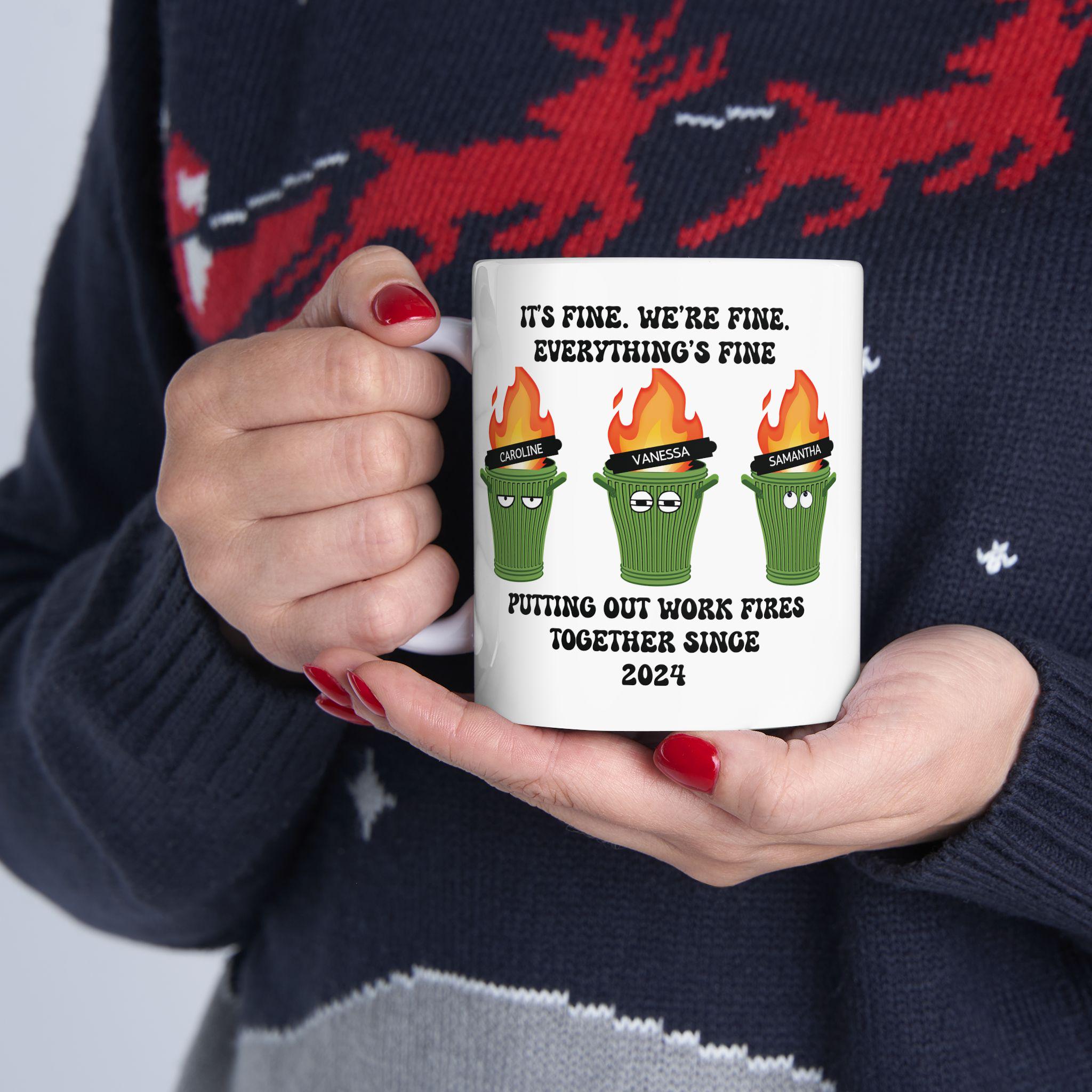 Custom Mug for Favorite Coworker, Funny Boss Gift Trash Can Fire Putter ...