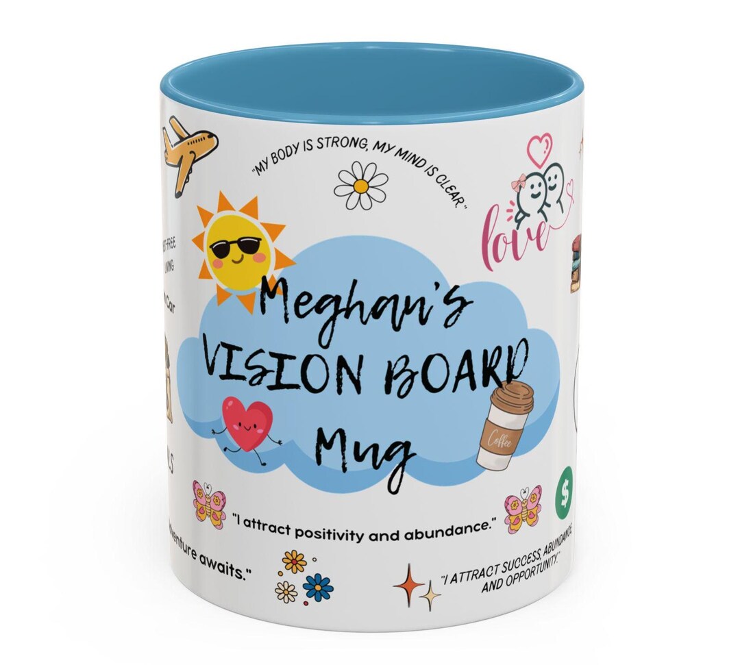 Personalized Vision Board Mug, Inspirational Sayings Tea Mug, Morning ...