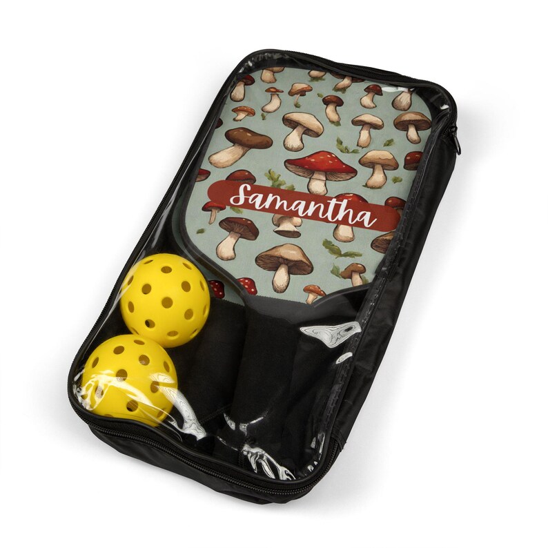 Pickleball Set With Mushrooms and Name, Personalized 2 Paddles Kit ...