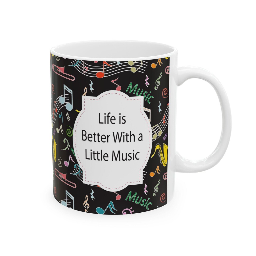 Music Notes Ceramic Mug – Artful Drinkware, Musician Gift - Etsy