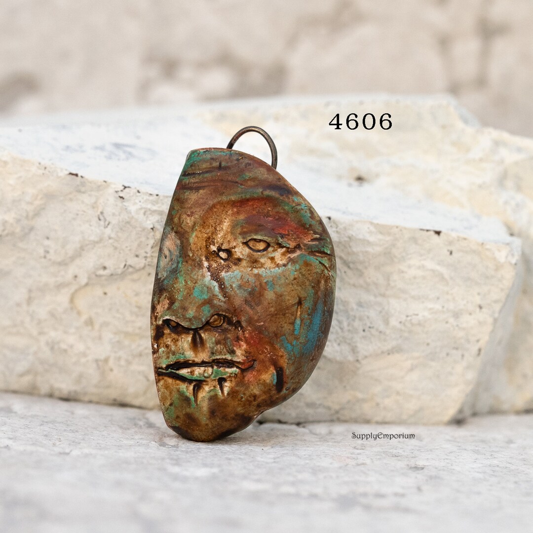 Polymer Clay Face Pendant, Patina Polymer Clay Face Shard, Clay 4606 - Etsy