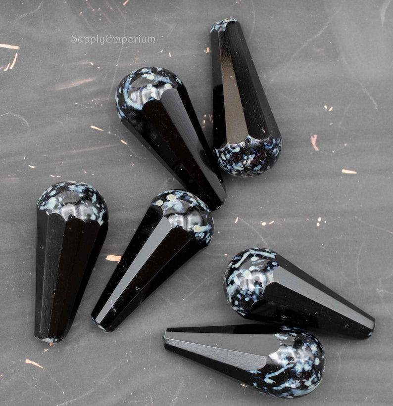 6464 Czech Black Picasso Drop Bead 20x9mm Jet Picasso Drop | Etsy