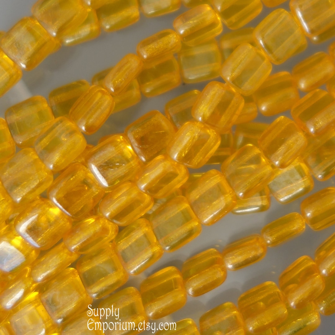 3587 25 Lemon Stardust Czechmates Two Hole Tile Beads Lemon Stardust ...