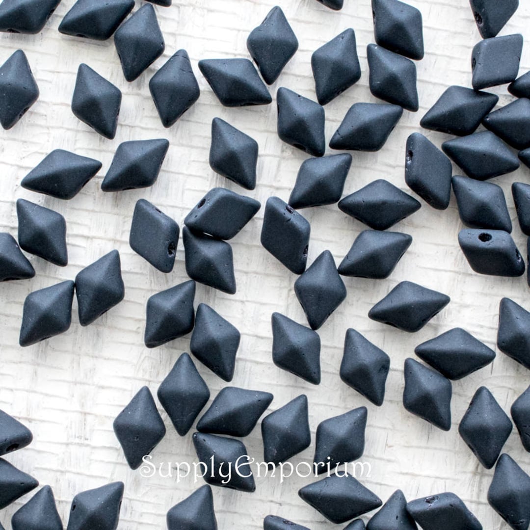 Diamond Beads, 2 Hole DIAMONDUO, Matte Jet Two Hole Beads 10 Grams Jet ...