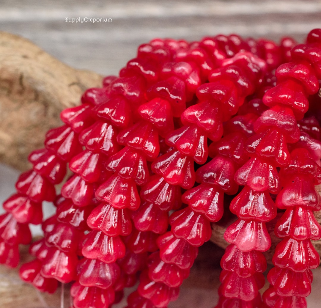 7314W 10 Czech 6x8mm Luster Coated Raspberry Sorbet Bell Flower Beads ...