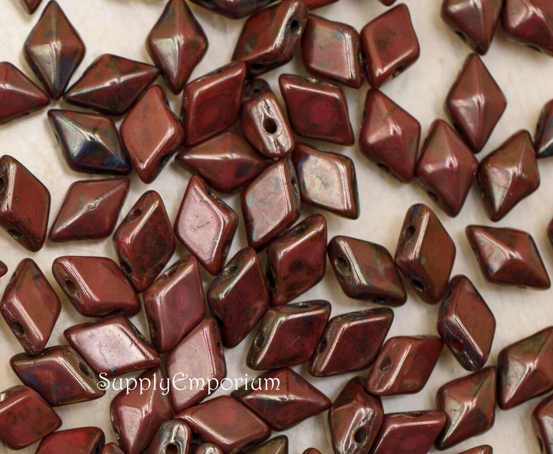 DIAMONDUO Coral Bronze Two Hole Beads 40 Beads coral Bronze Diamonduo 2 ...