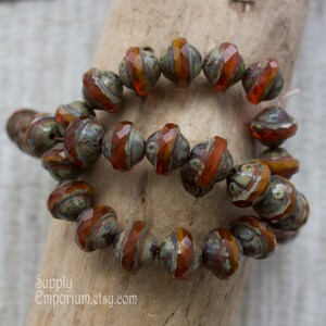 8x10mm Transparent and Opaque Brick Orange Picasso Mix Saturn Bead ...