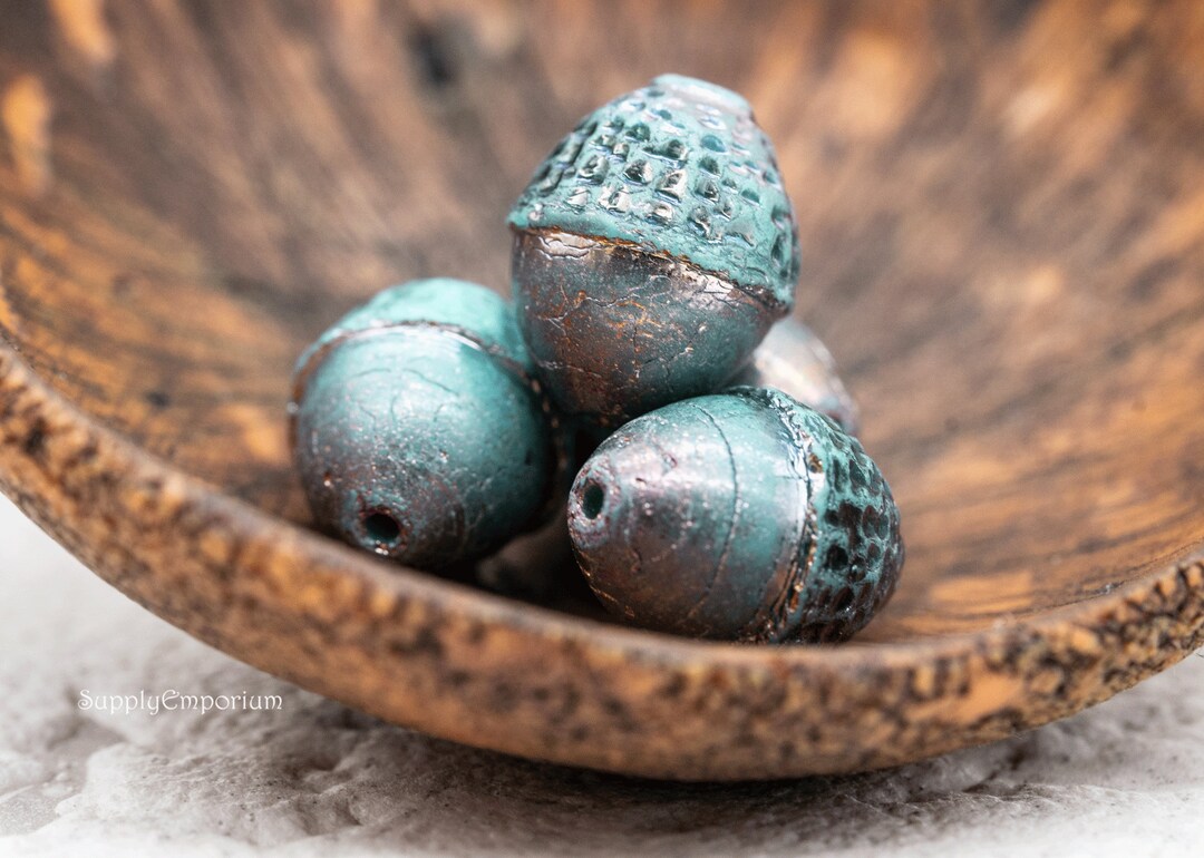 Czech Acorn Glass Bead Acorn Beads 10x12mm Czech Glass Matte Sky Blue ...