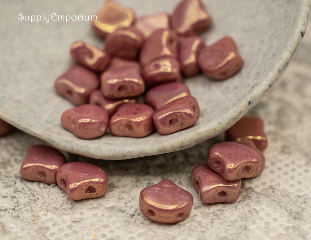 Czech 7.5mm Metallic Red Luster Ginko 2 Hole Beads 30 Beads 1080R - Etsy