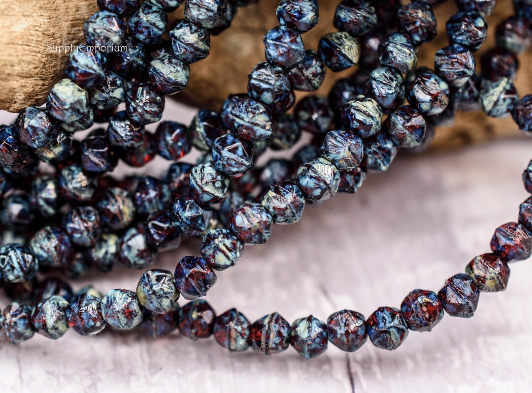 Round Beads, Czech 4mm English Cut Round Beads, English Cut Ruby Red ...