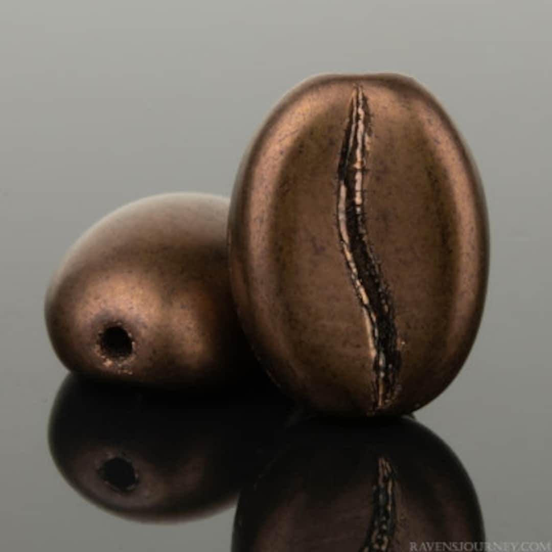 Czech Coffee Bean Bead, Dark Bronze Metallic Satin 11x8mm Coffee Bean ...