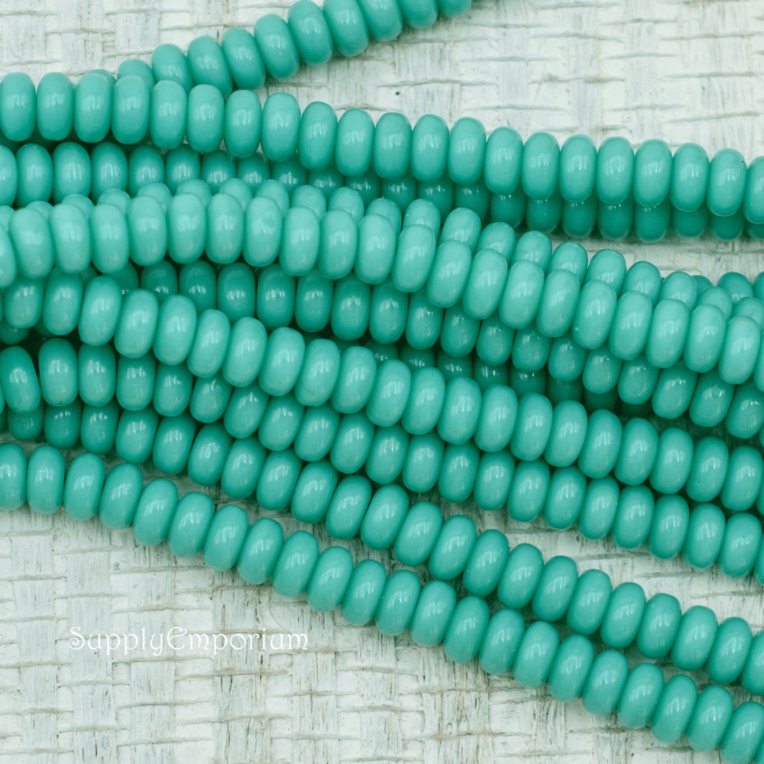 Czech 4mm Turquoise Rondelle Beads, 4mm Turquoise Spacer Rondelle Bead ...