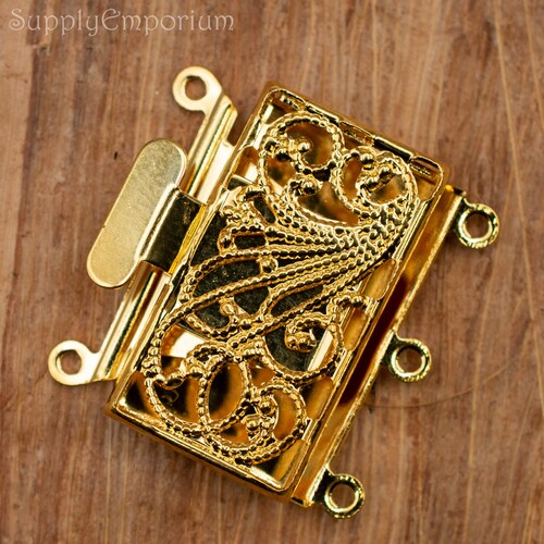 Antique Copper Box Clasp 3 Strand - Etsy