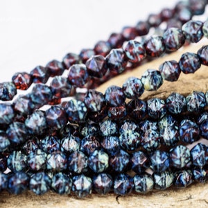 Round Beads, Czech 4mm English Cut Round Beads, English Cut Ruby Red ...