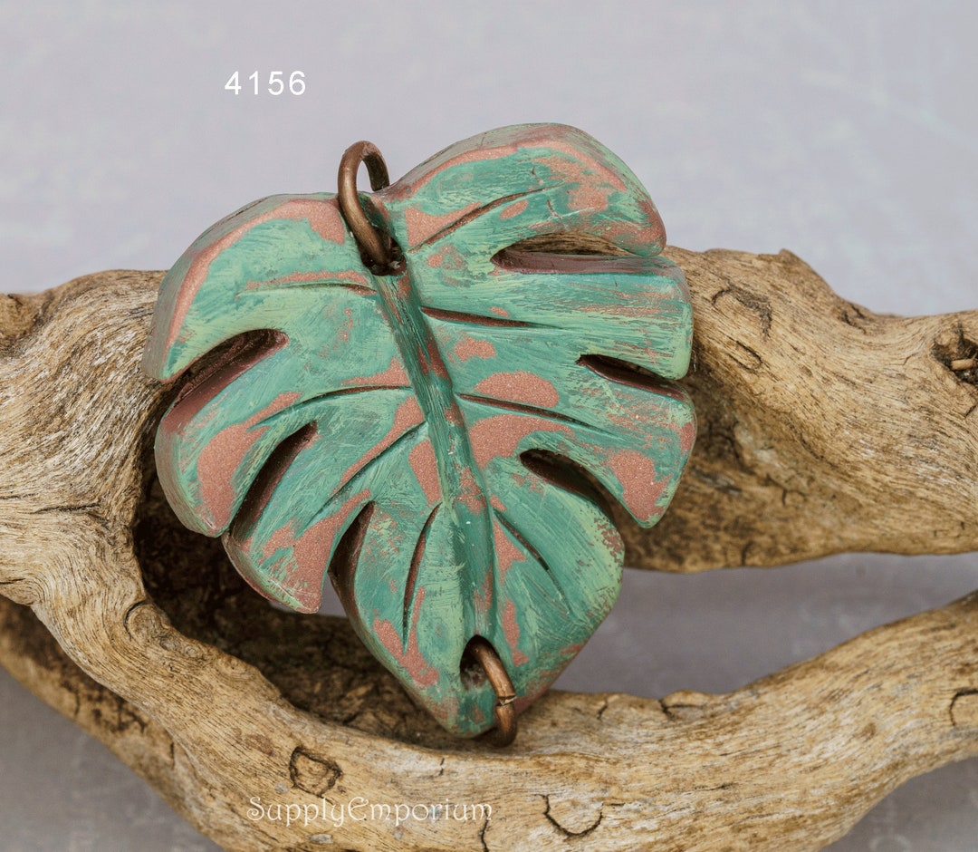 Polymer Clay Connector, Large Handmade Polymer Clay Leaf Connector, 1 ...