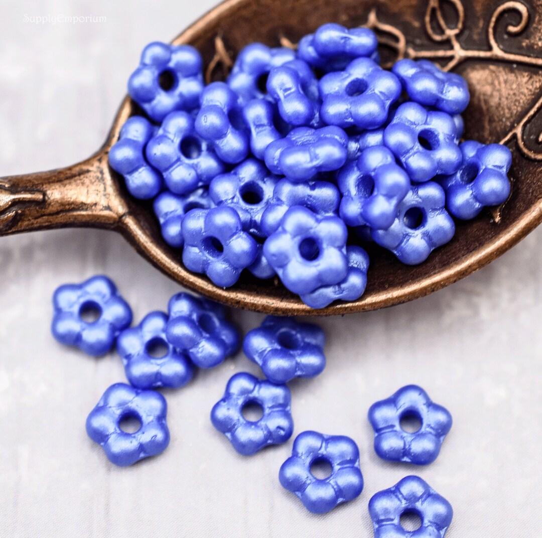 Czech Glass 5mm Periwinkle Forget Me Not Spacer Bead, Periwinkle Daisy ...