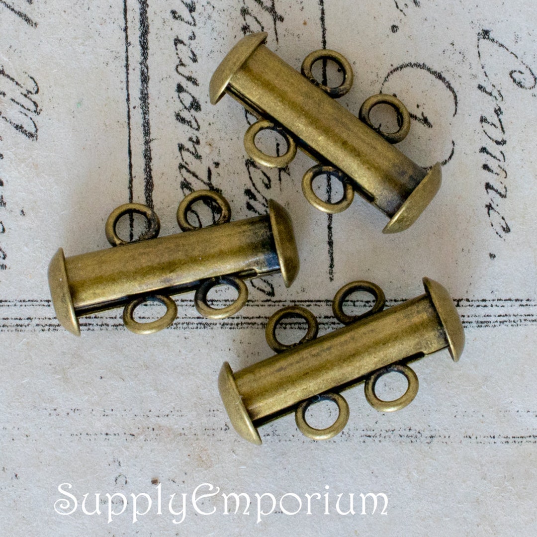 Jewelry Clasp, Slide Clasp, 16mm Antique Brass 2 Strand Slide Bar Clasp ...