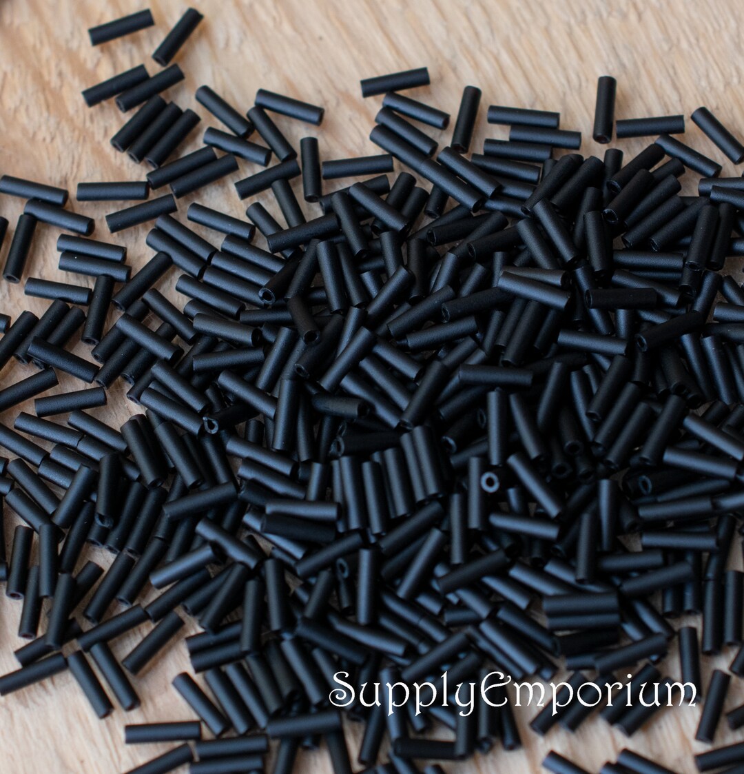 3664R 10g Miyuki 6mm Matte Jet Bugle Beads, Miyuki Matte Black 6mm ...
