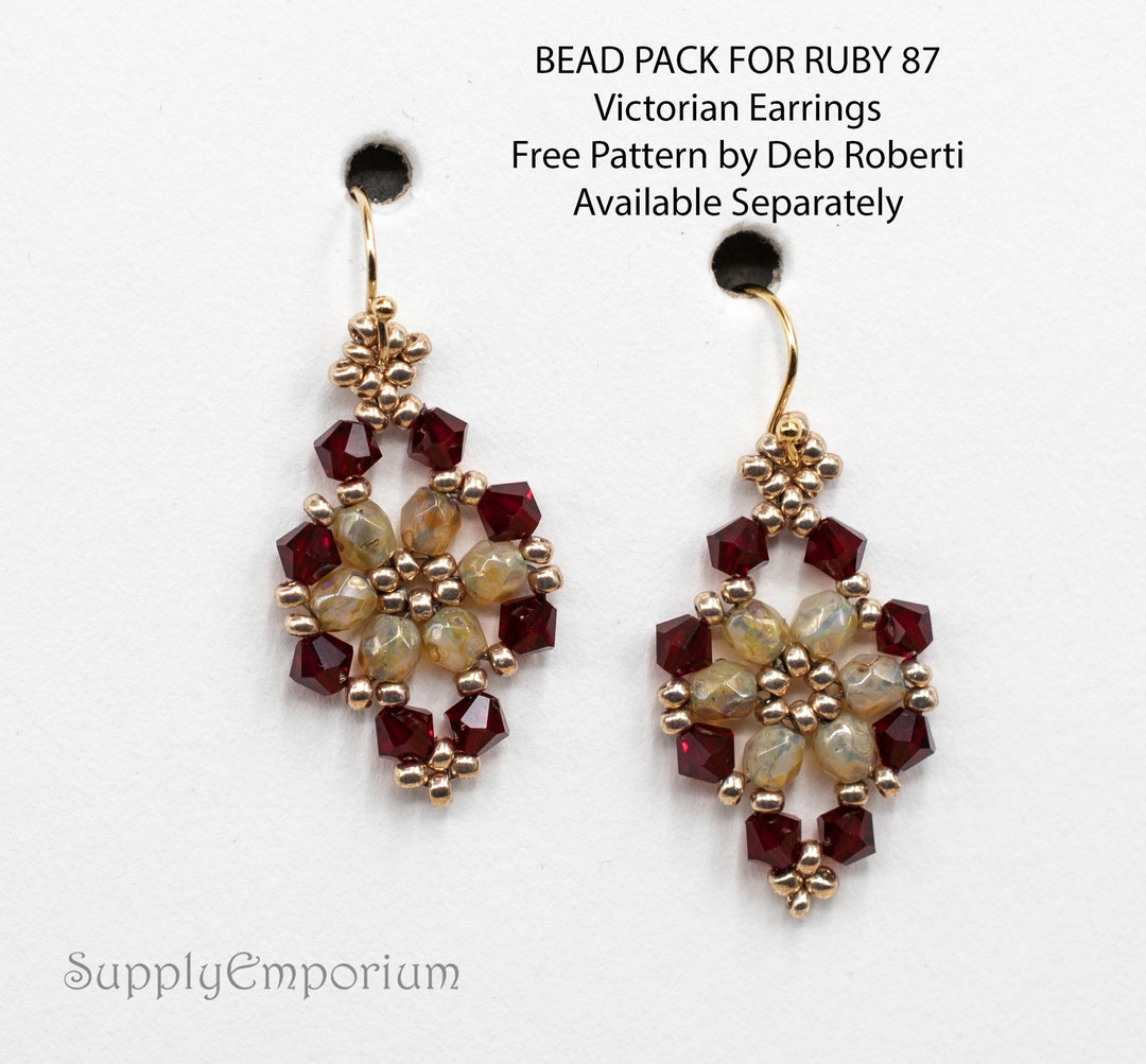 Bead Pack for RUBY 87 Victorian Earrings, Free Tutorial by Deb Roberti ...