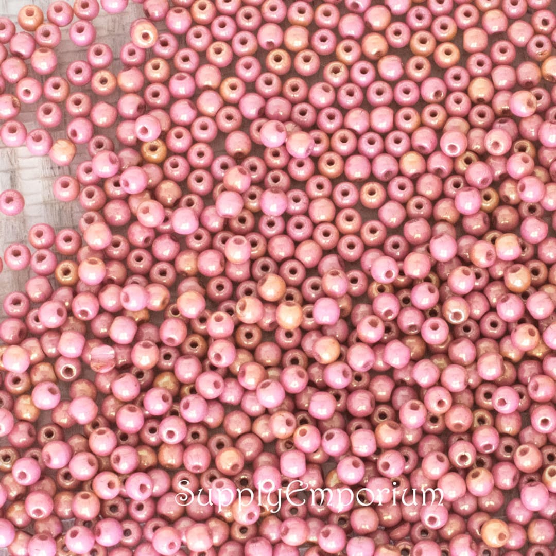 Chalk White Red Luster 3mm Czech Glass Druk Bead, 3mm Smooth Round Red ...