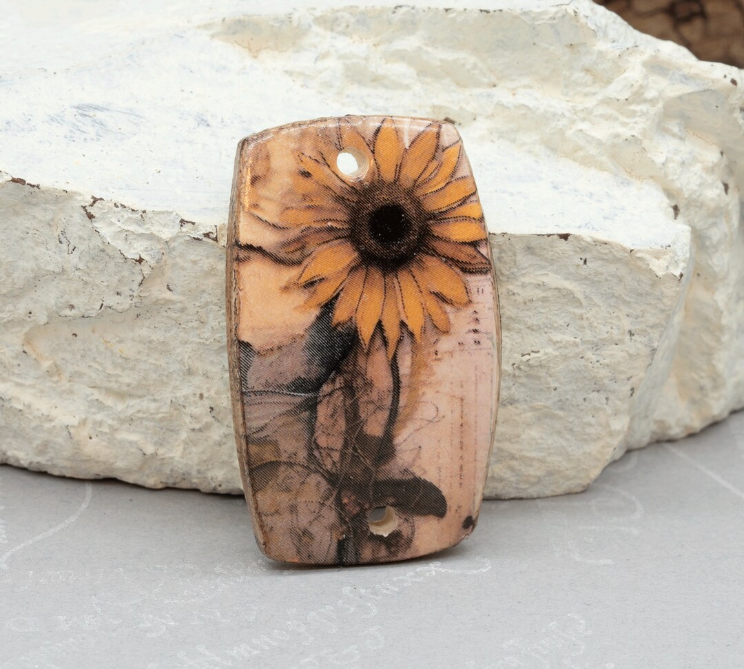 Polymer Clay Connector, Sunflower Polymer Clay Connector, 38x23mm ...