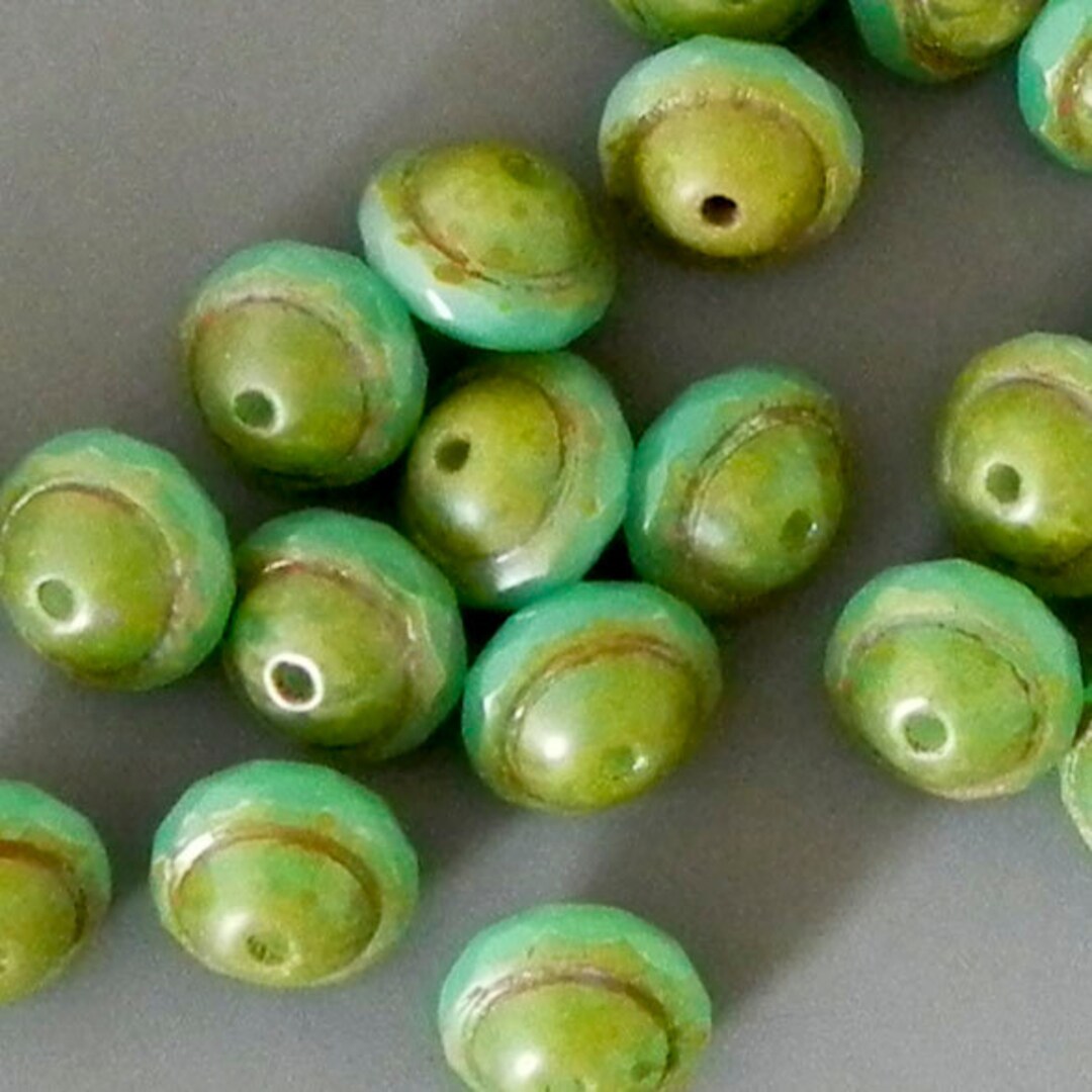 1368 8x10mm Jade Opalite Saturn Beads Czech Glass Saturn Bead 12 Beads ...