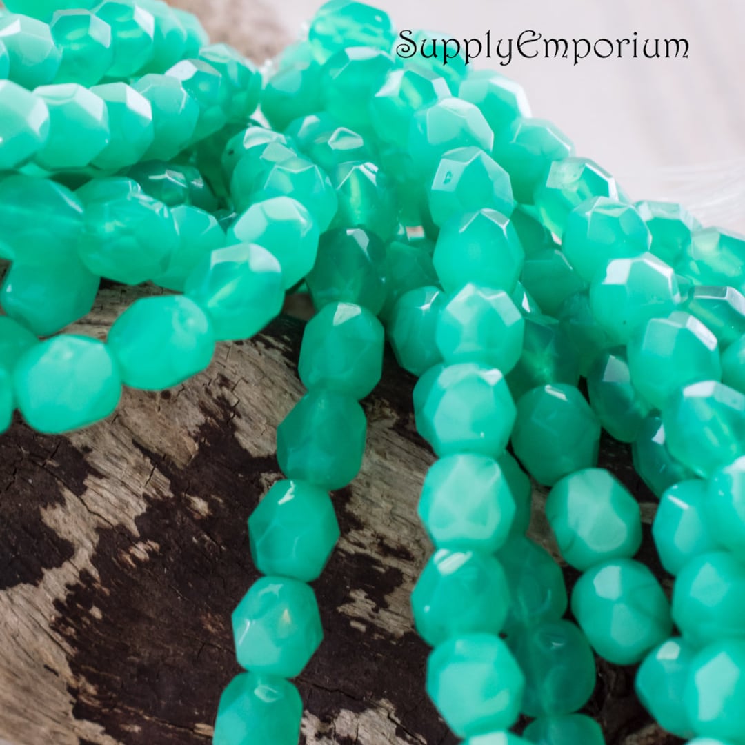 6mm Czech Glass Jade Fire Polished Round Beads Milky Jade 6mm - Etsy