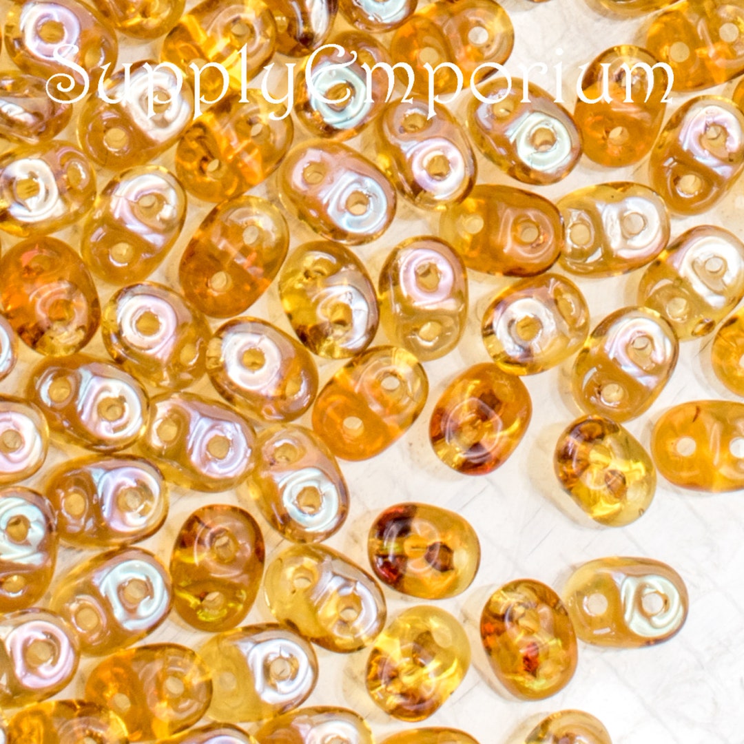 Czech Glass Superduo, 2 Hole Superduo, 2.5x5mm, Topaz Celsian Super Duo ...