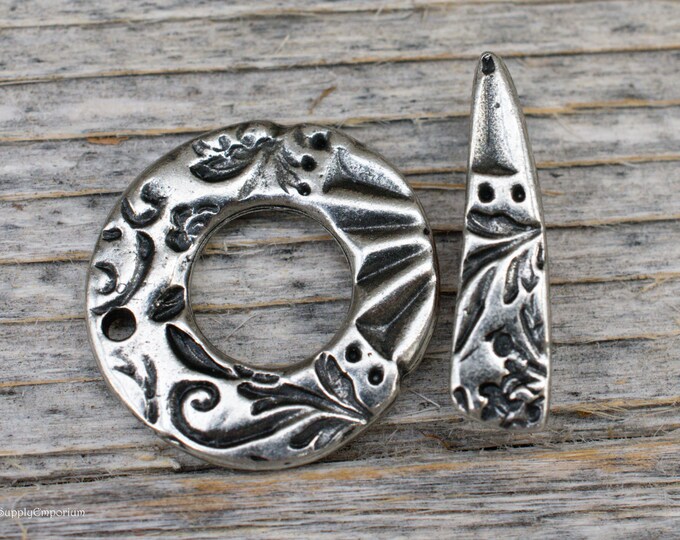 7211 F 1 Clasp 19mm Tierracast Pewter FLORA Bar and Toggle Clasp ...