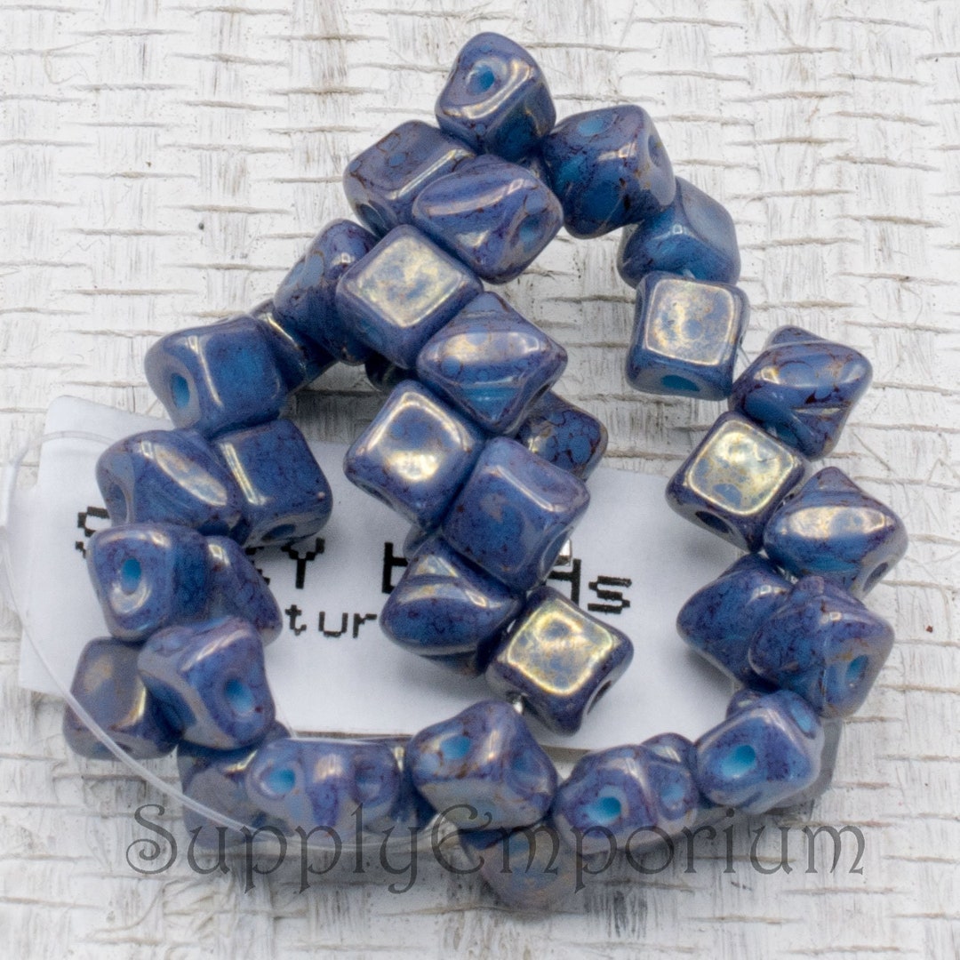 3839 40 Turquoise Blue Lumi Czech Glass Two Hole 5mm MINI Silky Beads ...