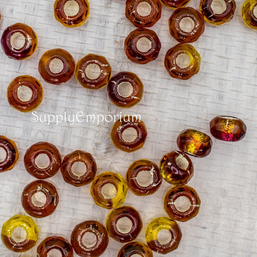 Czech Roller Beads, Large Hole Roller, 6x9mm Roller, Crimson and Yellow ...