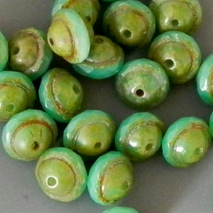 1368 8x10mm Jade Opalite Saturn Beads Czech Glass Saturn Bead 12 Beads ...
