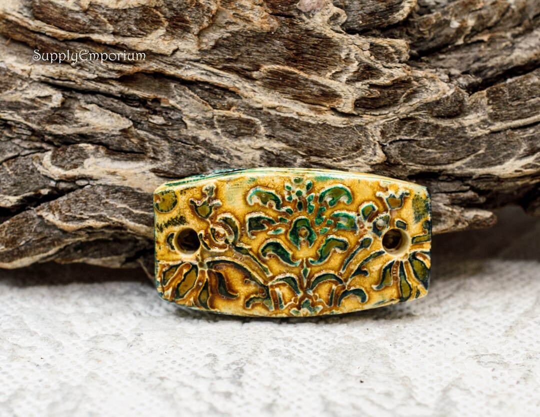 CLAY 3738, Handmade Polymer Clay Connector/pendant, 1 Piece, 38x21mm 2 ...