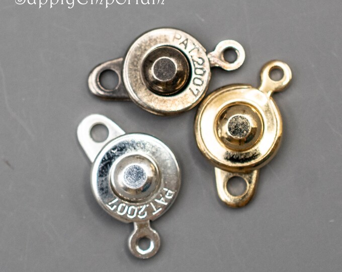 Patented Snap Clasp 6 Sets 8mm Gold, Silver and Gunmetal Plated Ball ...