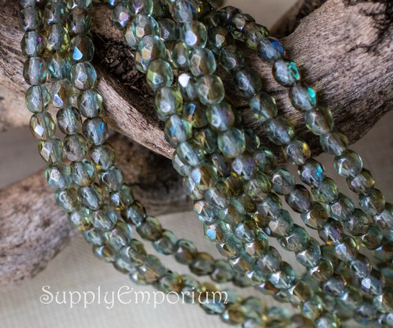 6025R CZECH SHIELD 4mm Aqua Celsian Fire Polish Round Beads - Etsy