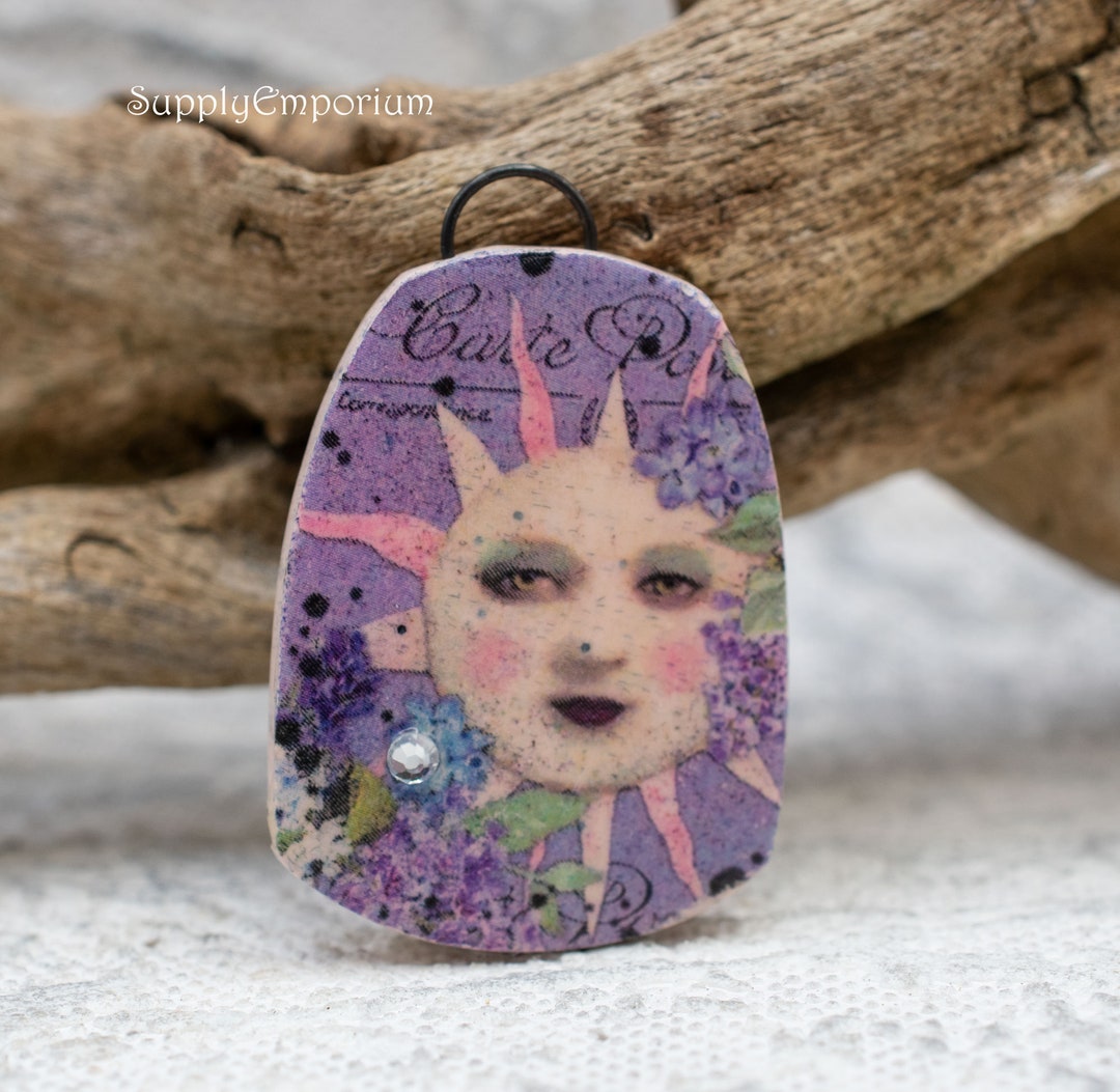 CLAY 2926 Vintage Look Collage Moon Face Clay Image Transfer - Etsy