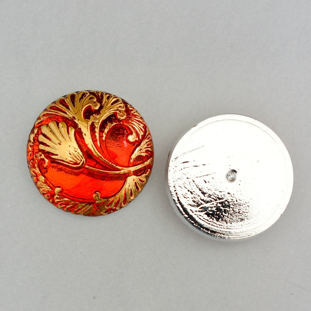 Gold Vines Glass Shankless Cabochon. 28mm Gold Vines on - Etsy