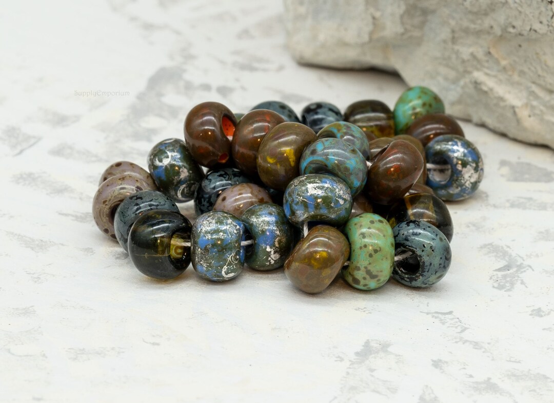 Aged Picasso Bead, Large Hole Beads, Large Hole Seed Bead, Aged ...