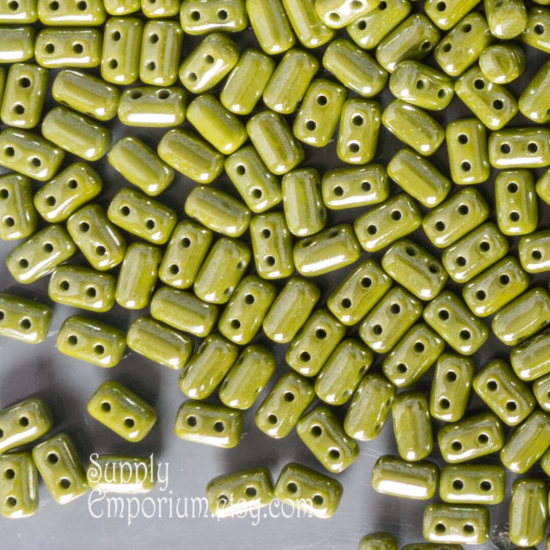 Czech Rulla Bead Opaque Green White Luster Rulla Beads, 16 Grams, 3x5mm ...