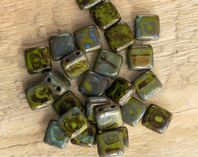 Tile Beads, 2 Hole Tile Beads, Czechmates Two Hole Tile Glass Beads ...