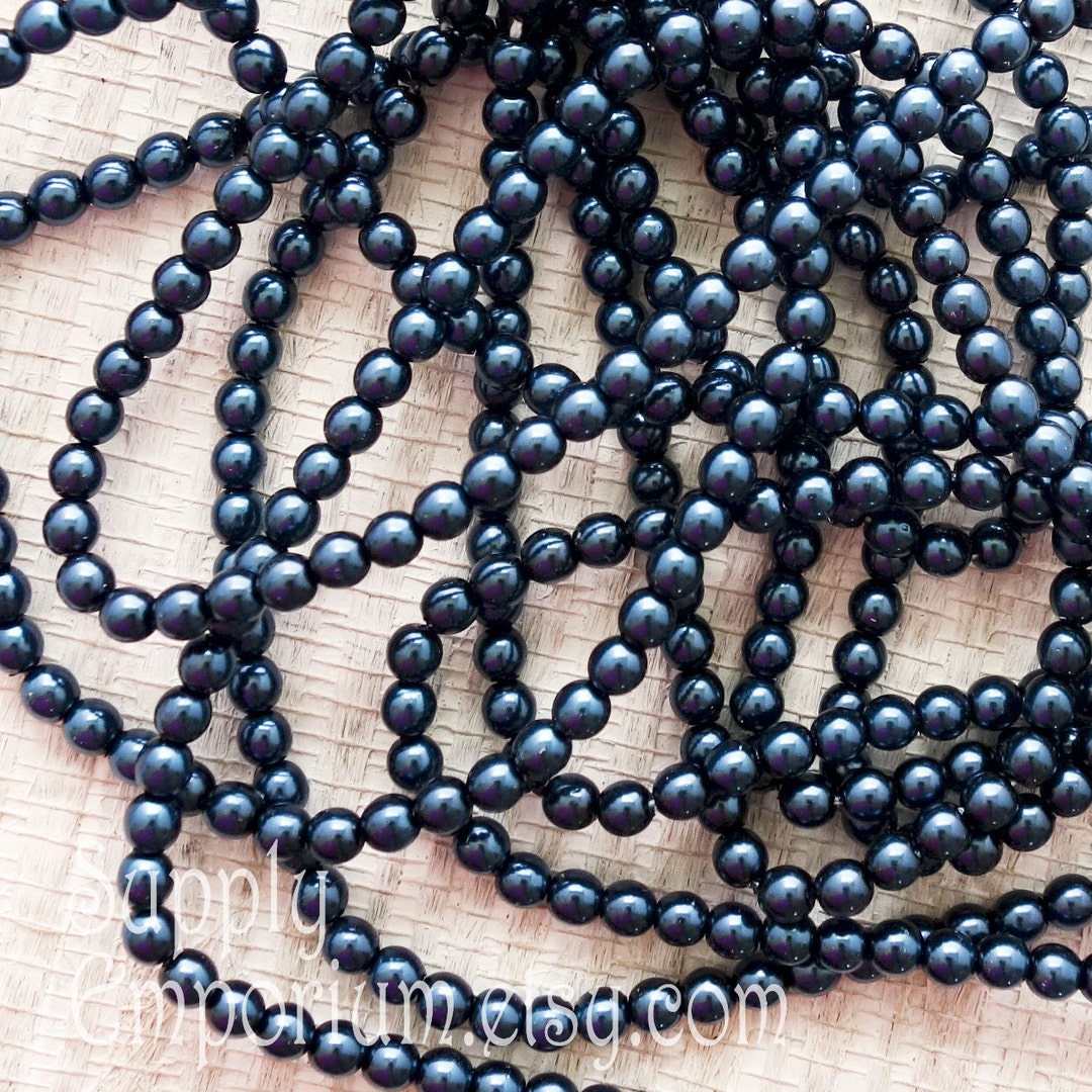 2592 120 4mm Montana Blue Czech Glass Pearls Round Beads navy Blue ...
