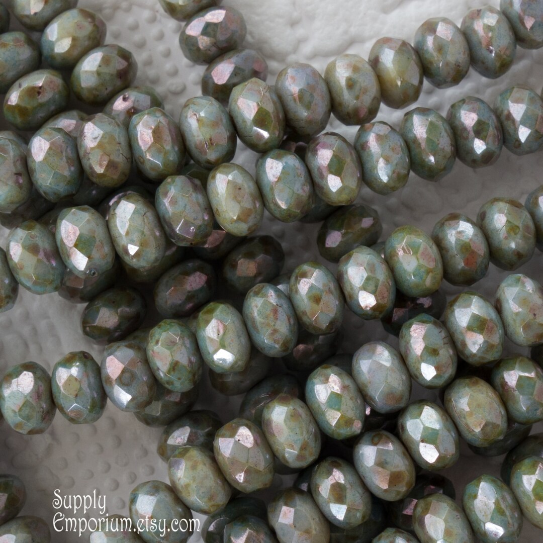 Czech Glass Beads 3x5mm Rondelle Bead 50 Beads Lazure Blue Rondelle ...