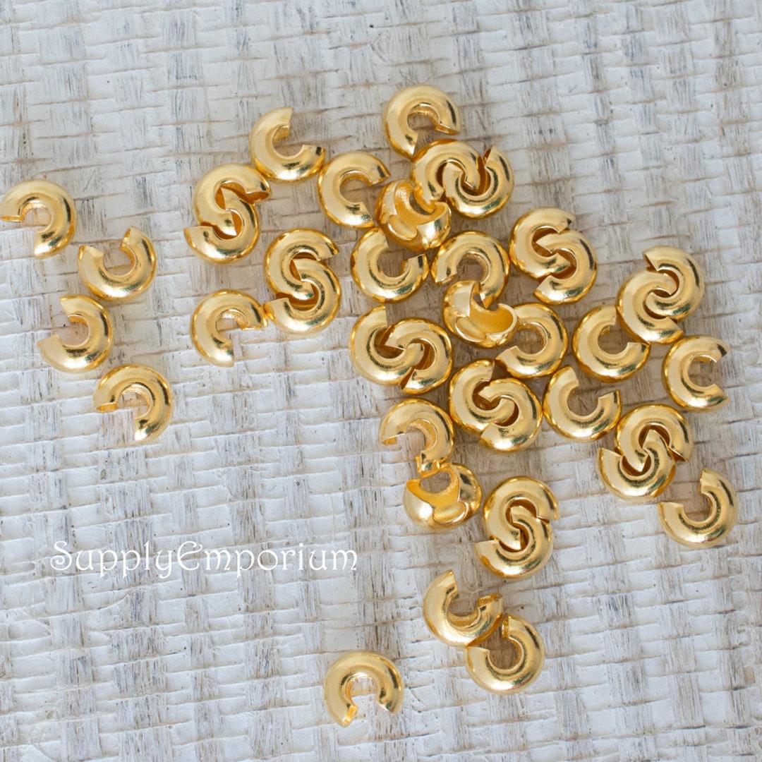5426 F 36 4mm Gold Plated Crimp Cover Gold Plated 4mm Crimp Bead Cover ...