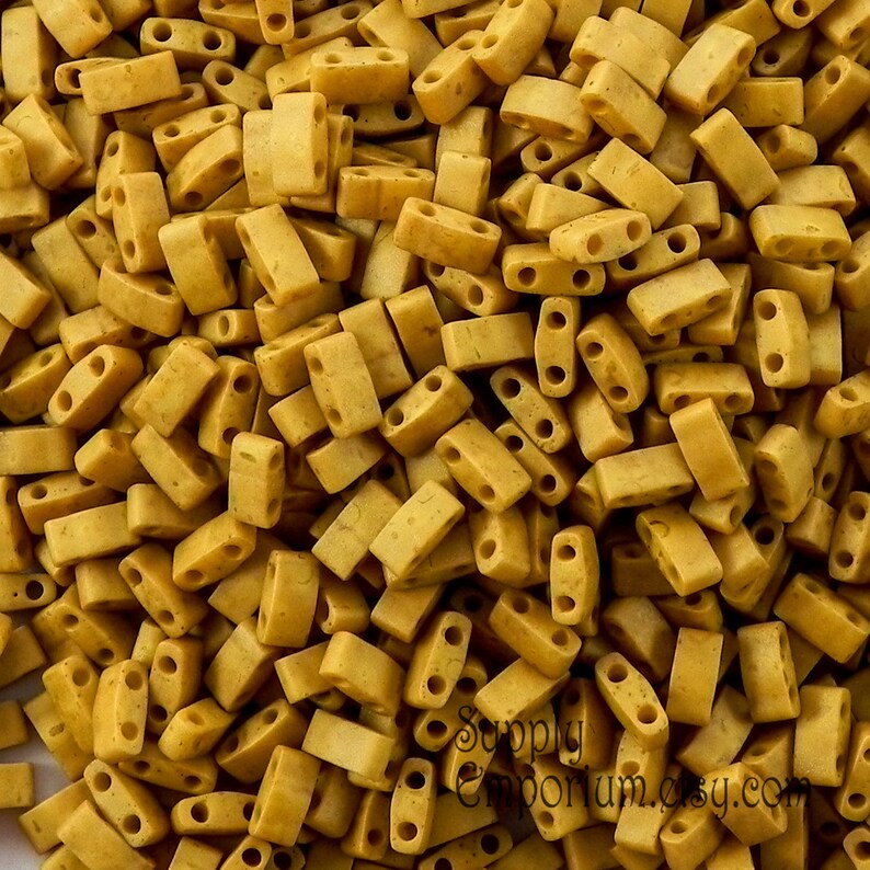 2518 Miyuki Matte Mustard Half Tila Two Hole Beads 10 - Etsy