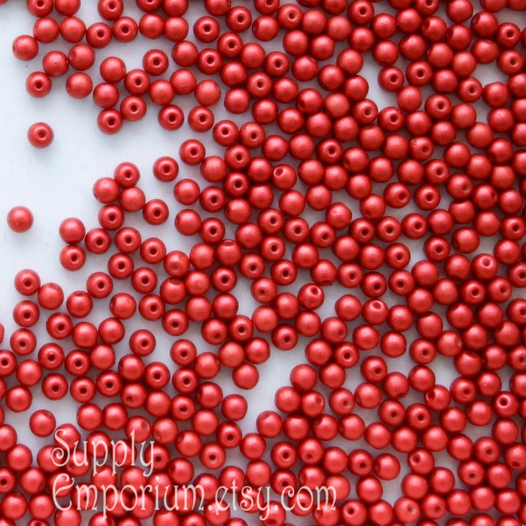 3mm Lava Red Round Bead 3mm Red Druk Bead Lava Red Smooth Round Bead ...