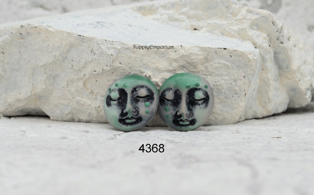 Handmade 19mm Moon Face Polymer Clay Charms, Set of 2 - Etsy