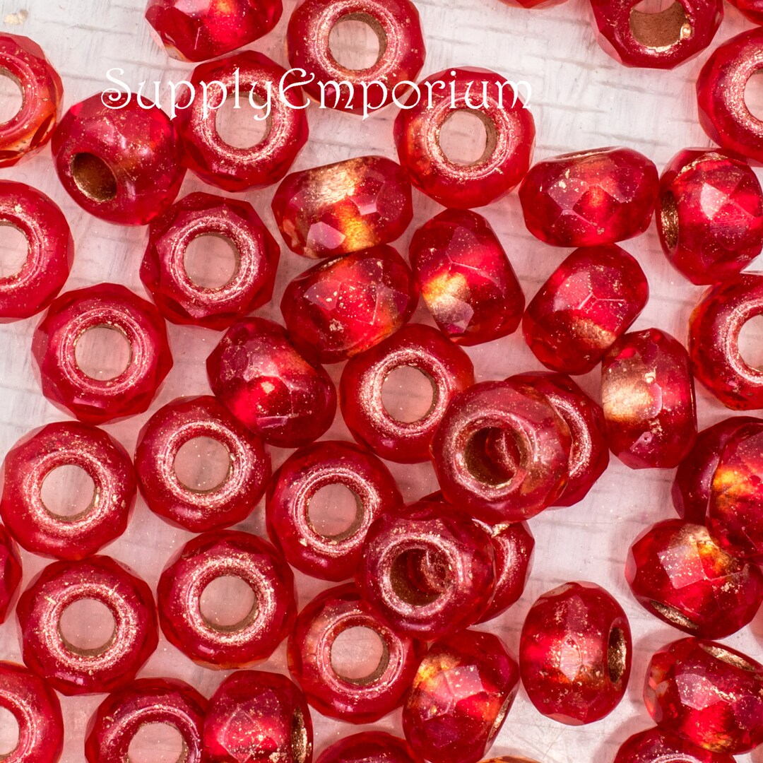 Czech Roller Beads, 6 Beads, Large Hole Roller, 6x9mm Roller, Copper ...