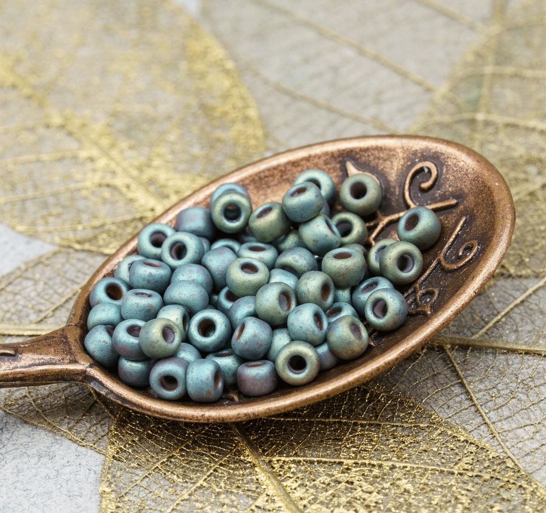6034RR 12g Miyuki 8/0 Matte Metallic Blue Slate Gold Iris Seed Beads ...
