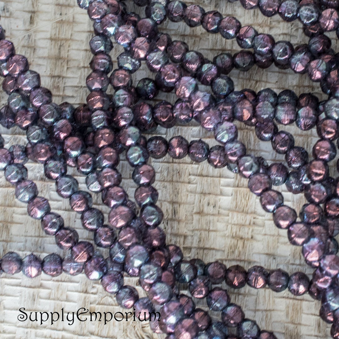 Round Bead, Czech English Cut Round Bead, Glass Bead, 3mm Luster ...
