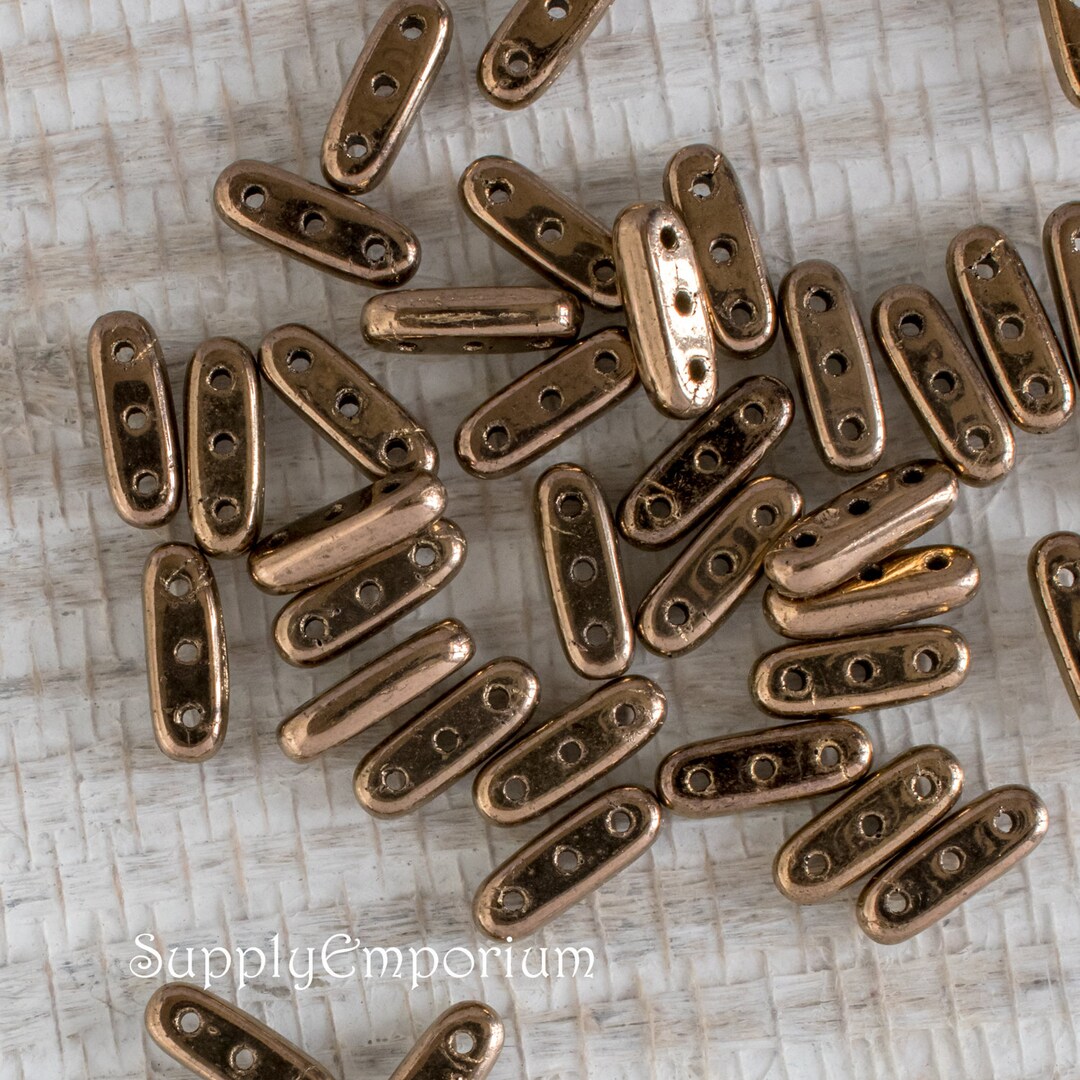 Czechmates Beam Bead, Bronze 3x10mm 3 Hole Beam Bead, 30 Beads, 6074 - Etsy